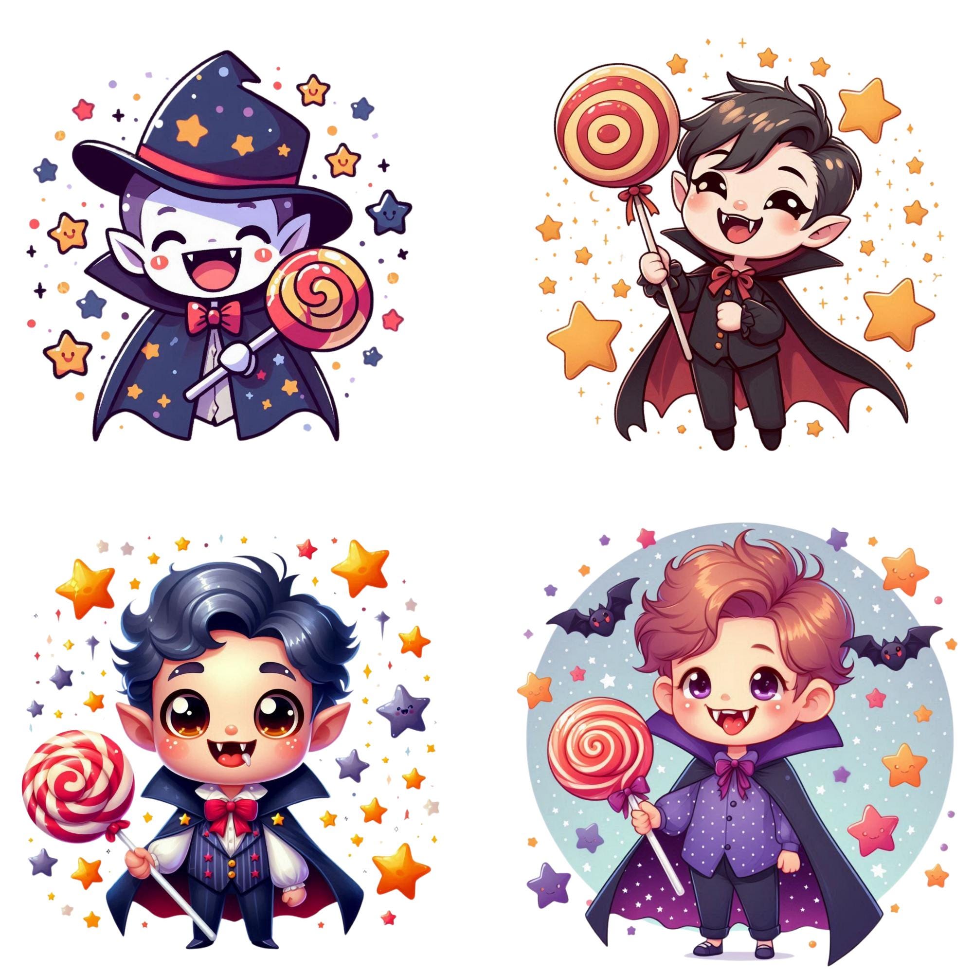 Adorable Baby Vampire With Lollipop PNG Design Bundle | Cute Halloween ...