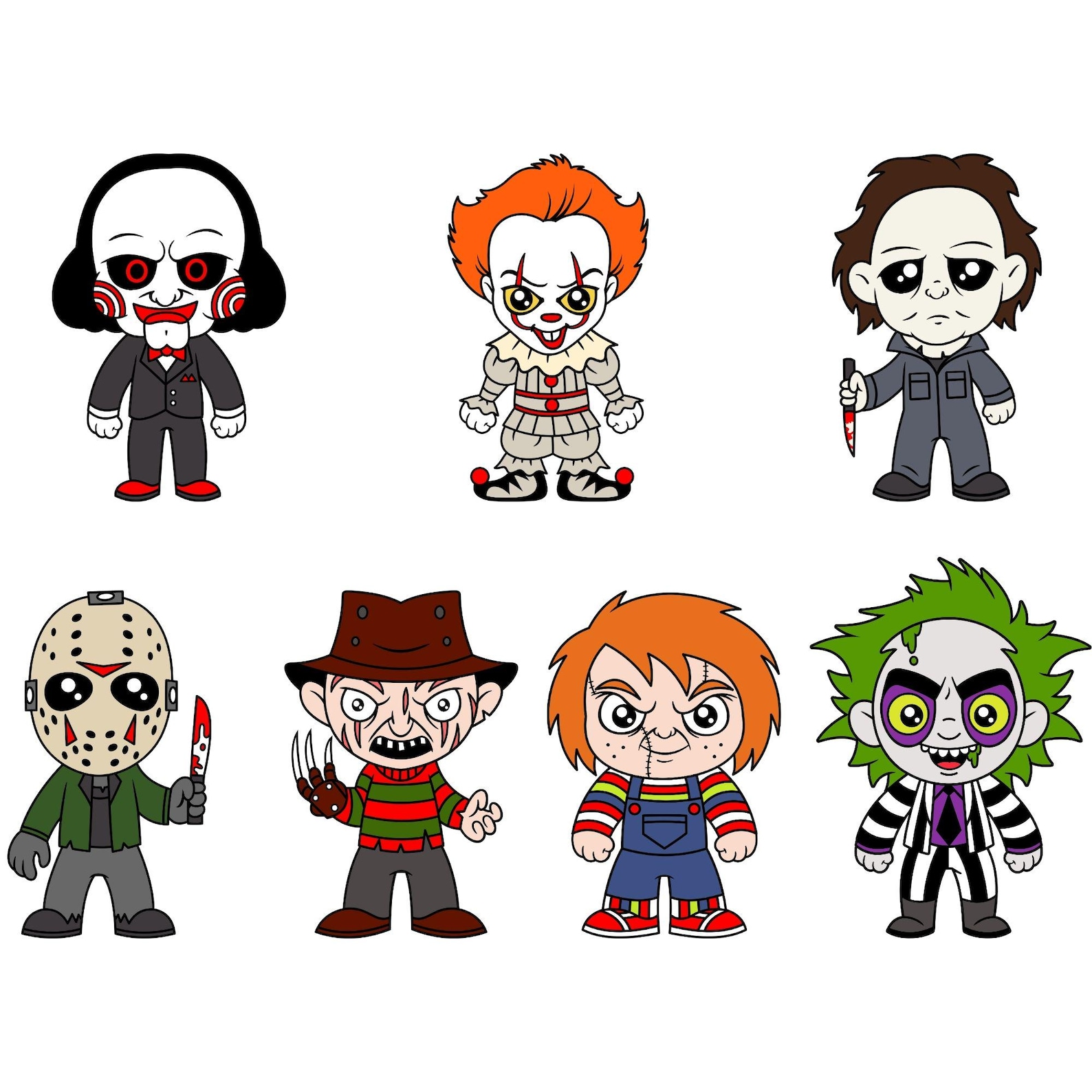 Mini Horror Figures Bundle, Horror SVG Bundle, Horror Characters SVG ...