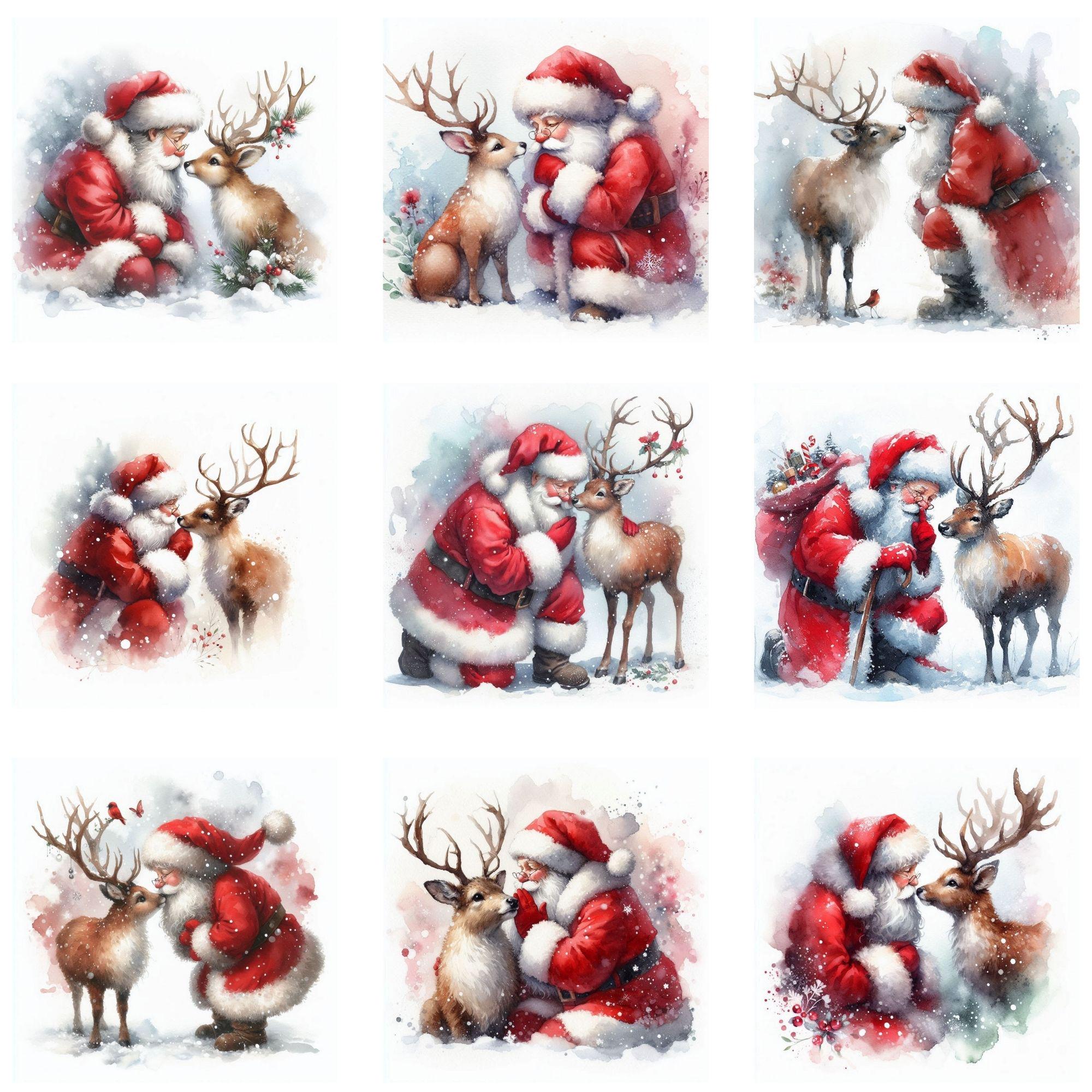 Santa Claus Clipart Bundle, Watercolor Santa Claus Clipart, Christmas ...
