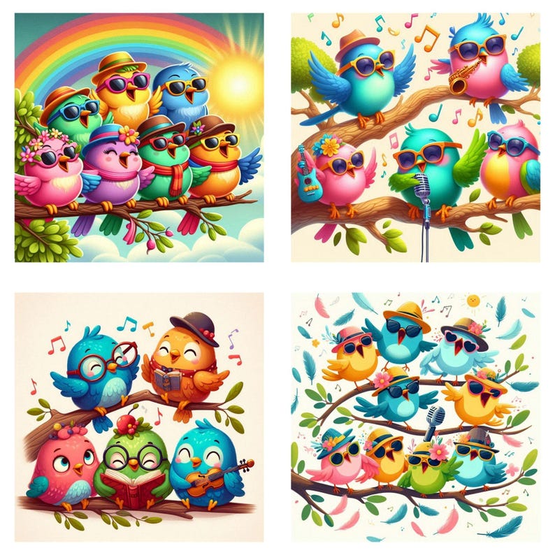 Colorful Birds PNG Clipart Set Cute Bird Illustrations Digital Bird Art ...