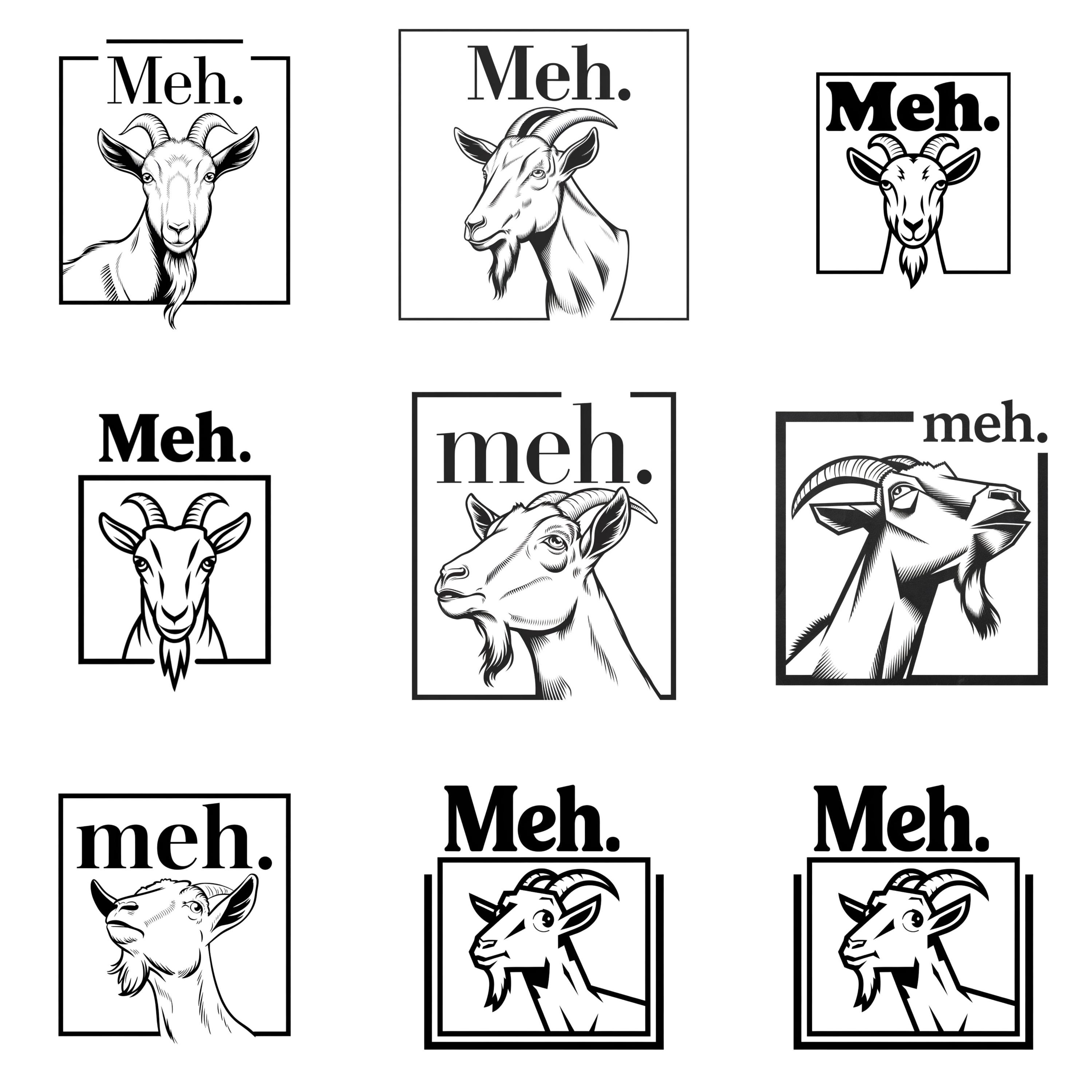 Meh Goat PNG, Funny Goat Meme Clipart, Black and White Goat Sublimation ...
