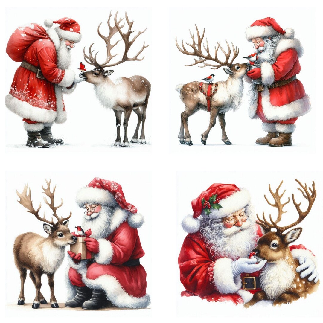 Santa Claus Clipart Bundle, Watercolor Santa Claus Clipart, Christmas ...
