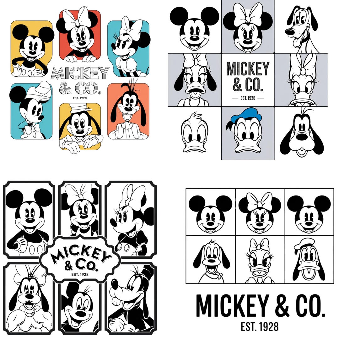 Mickey & Co PNG, Vintage Mouse Clipart, Retro Mickey Minnie Digital ...