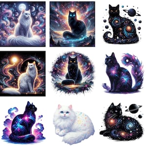 Galaxy Cat Clipart Bundle | Cosmic Cats With Space Themes | Mystical ...