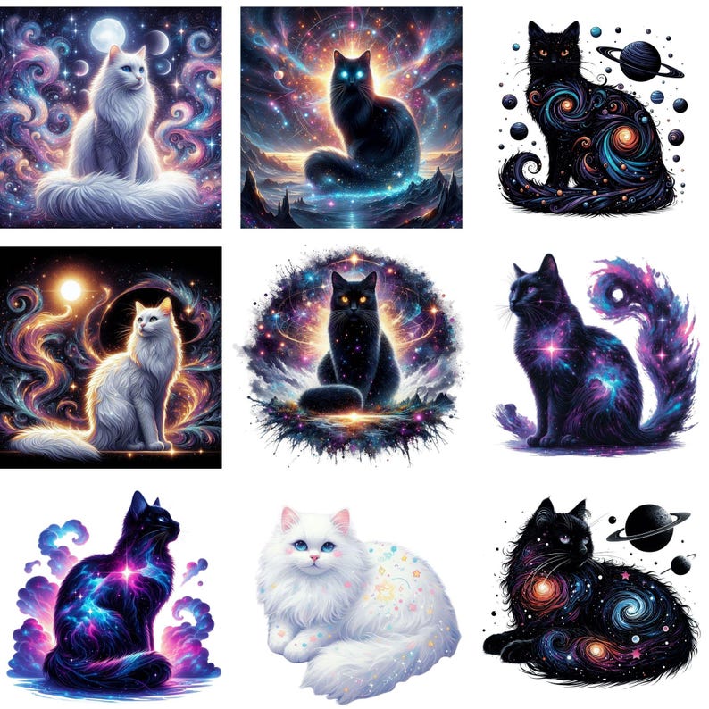 Galaxy Cat Clipart Bundle | Cosmic Cats With Space Themes | Mystical ...