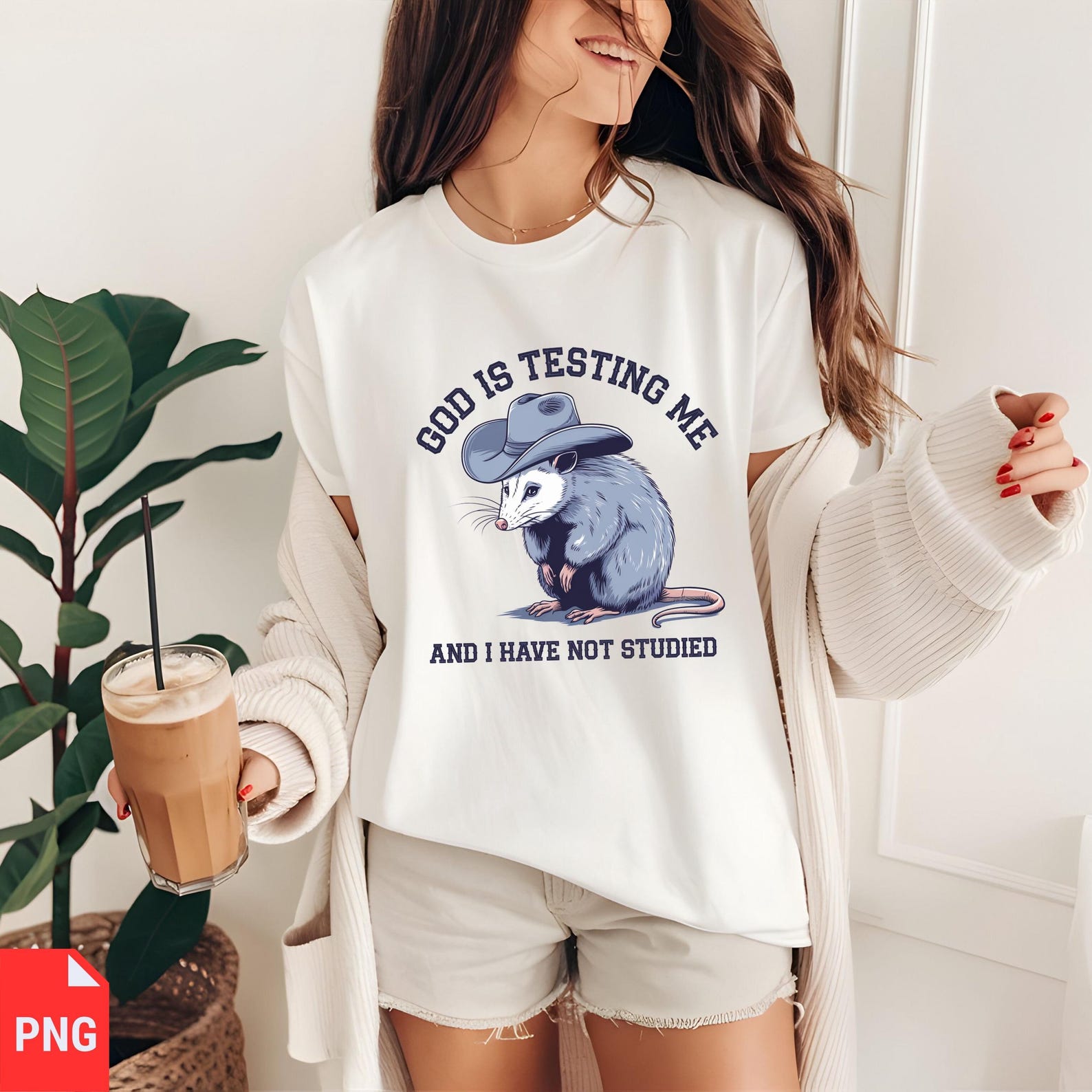God is Testing Me Opossum PNG, Funny Cowboy Possum PNG, Vintage Opossum ...