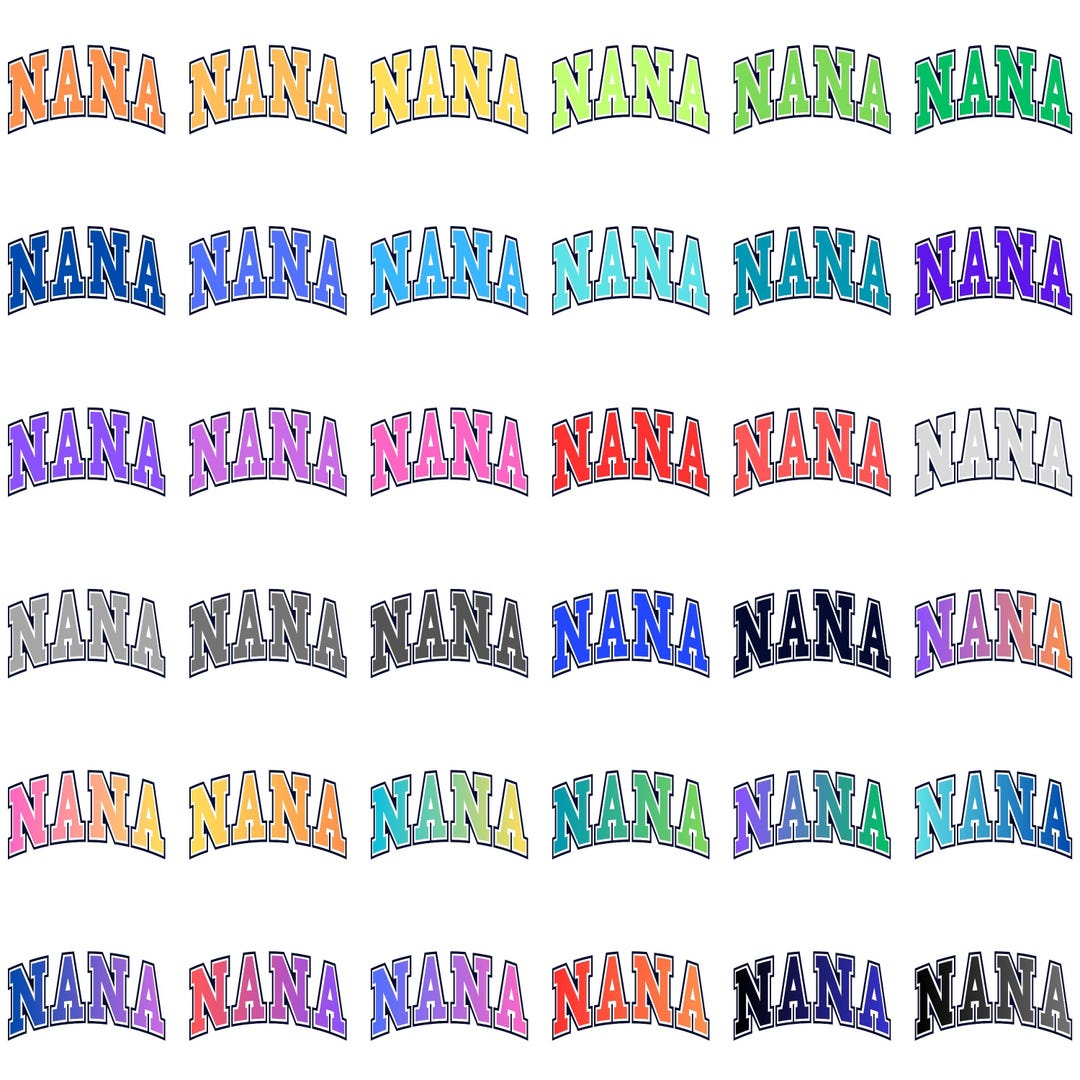 Nana PNG Bundle, Varsity Letter Nana Clipart, Retro College Font ...