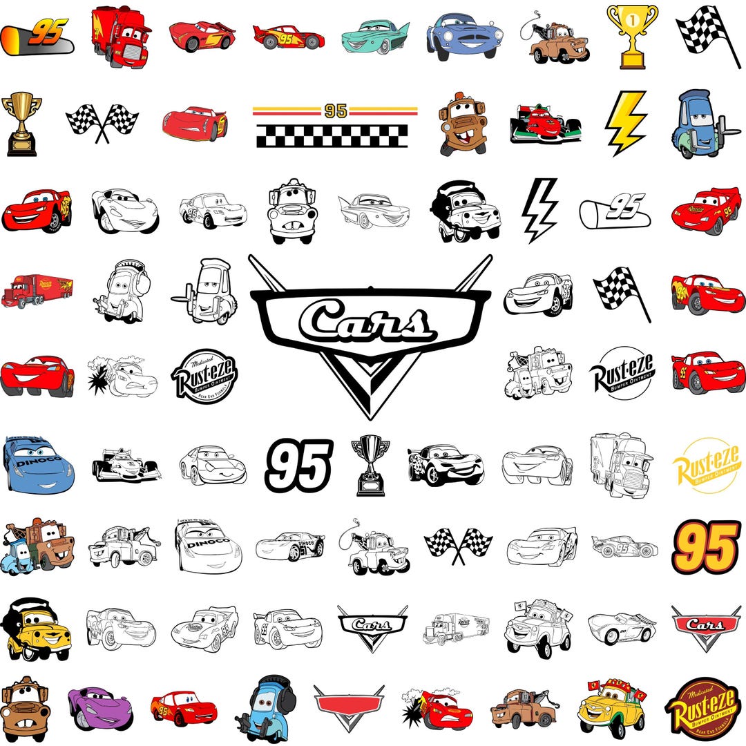 Cars SVG Bundle, Layered Designs for Cricut, PNG Files, Lightning ...