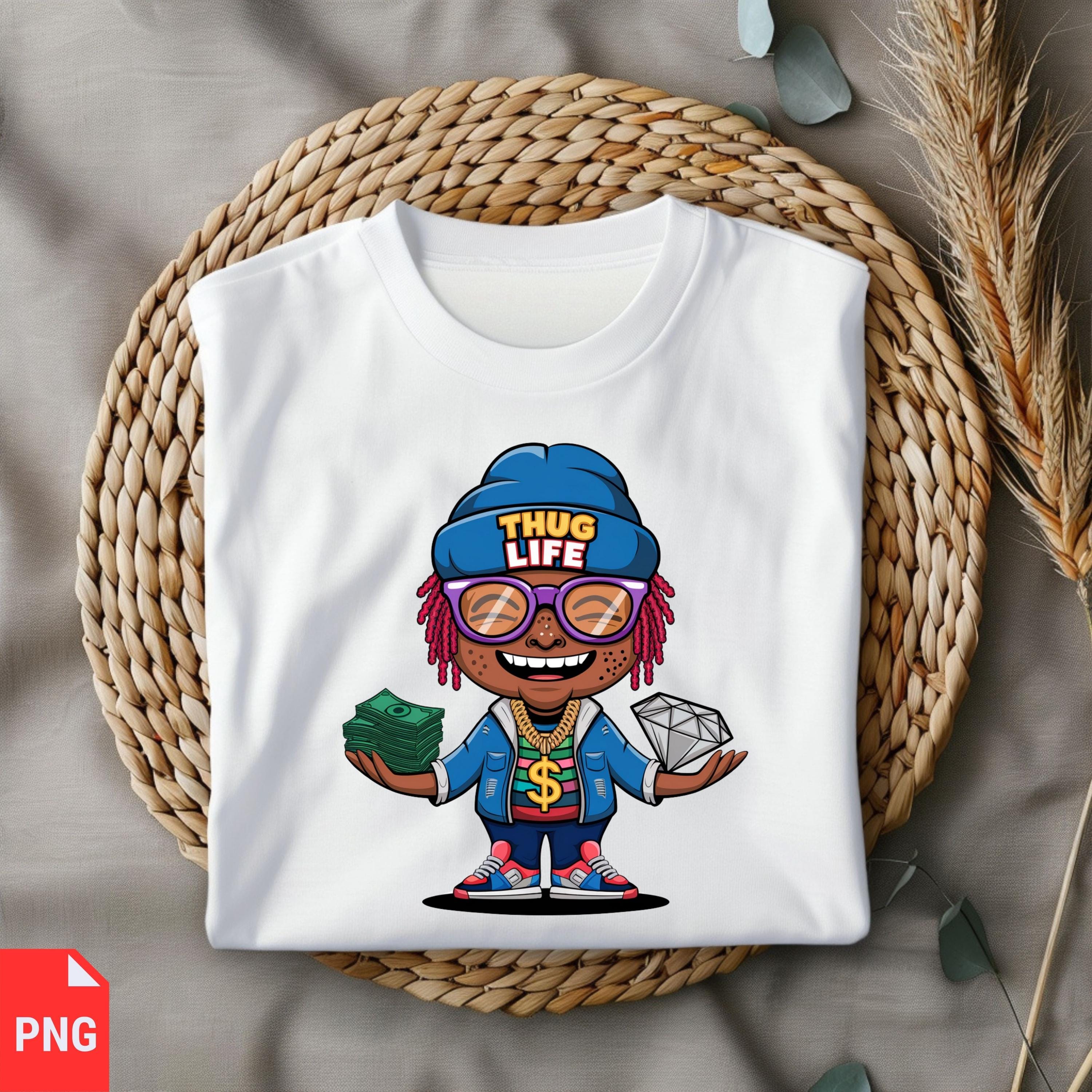 Thug Life PNG Bundle, Hip-hop Cartoon Clipart, Money Rapper Sublimation ...