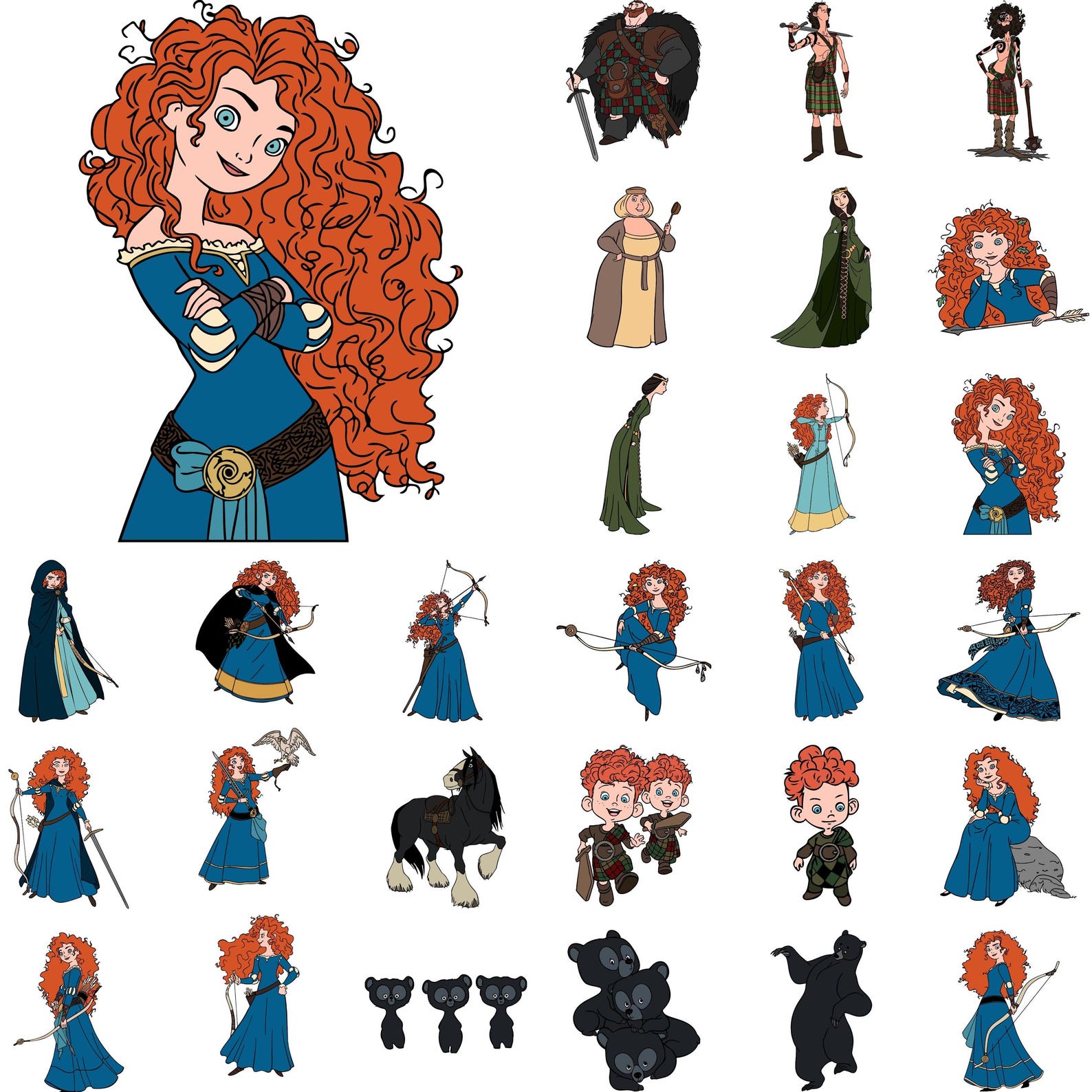 Brave SVG Bundle, Merida SVG, Brave PNG, Cricut, Clipart Digital ...