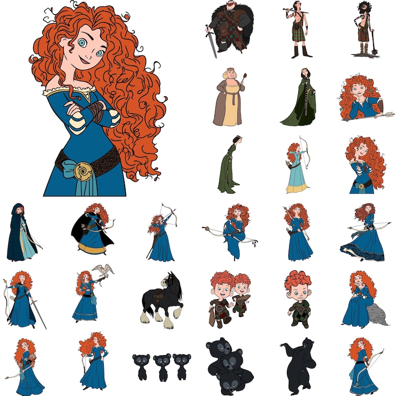 Brave SVG Bundle, Merida SVG, Brave PNG, Cricut, Clipart Digital ...