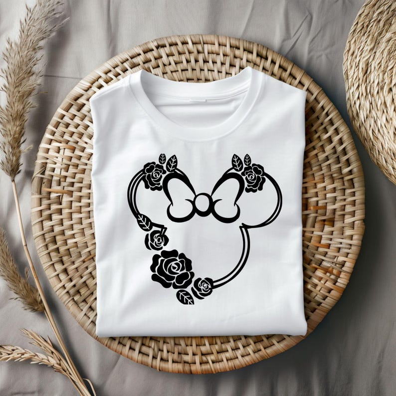 Flower Mouse Head SVG Bundle, Floral Minnie Mouse Ears, Mickey Flower ...
