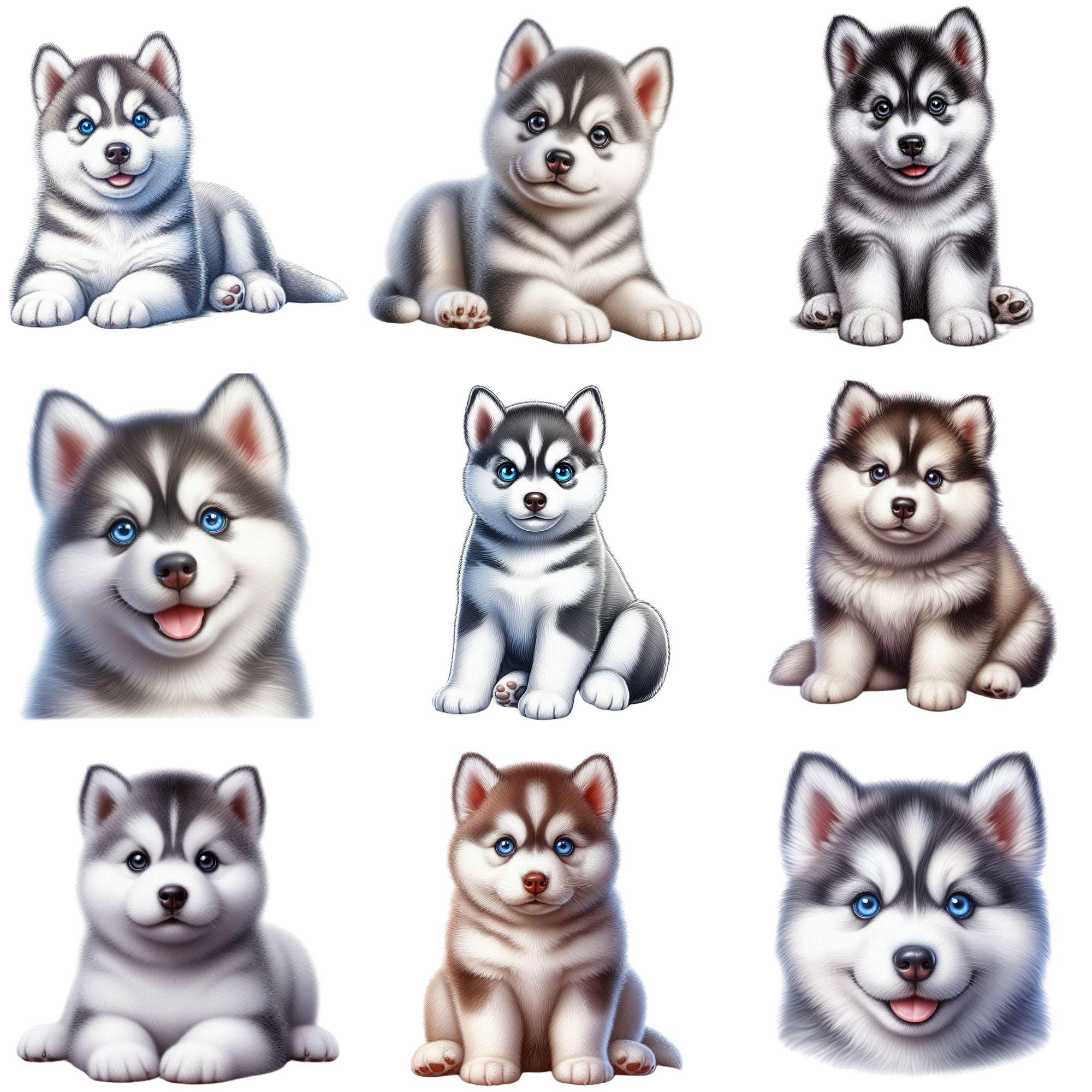 Adorable Husky Puppy PNG Design Bundle - Cute Husky Illustrations for ...