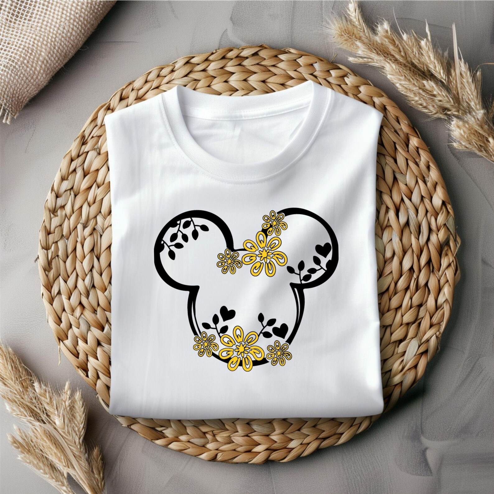 Flower Mouse Head SVG Bundle, Floral Minnie Mouse Ears, Mickey Flower ...