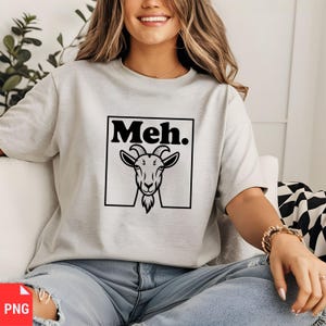 Meh Goat PNG, Funny Goat Meme Clipart, Black and White Goat Sublimation ...