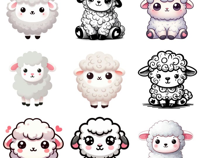 Adorable Fluffy Sheep Clipart - Perfect for Sublimation & Printables ...