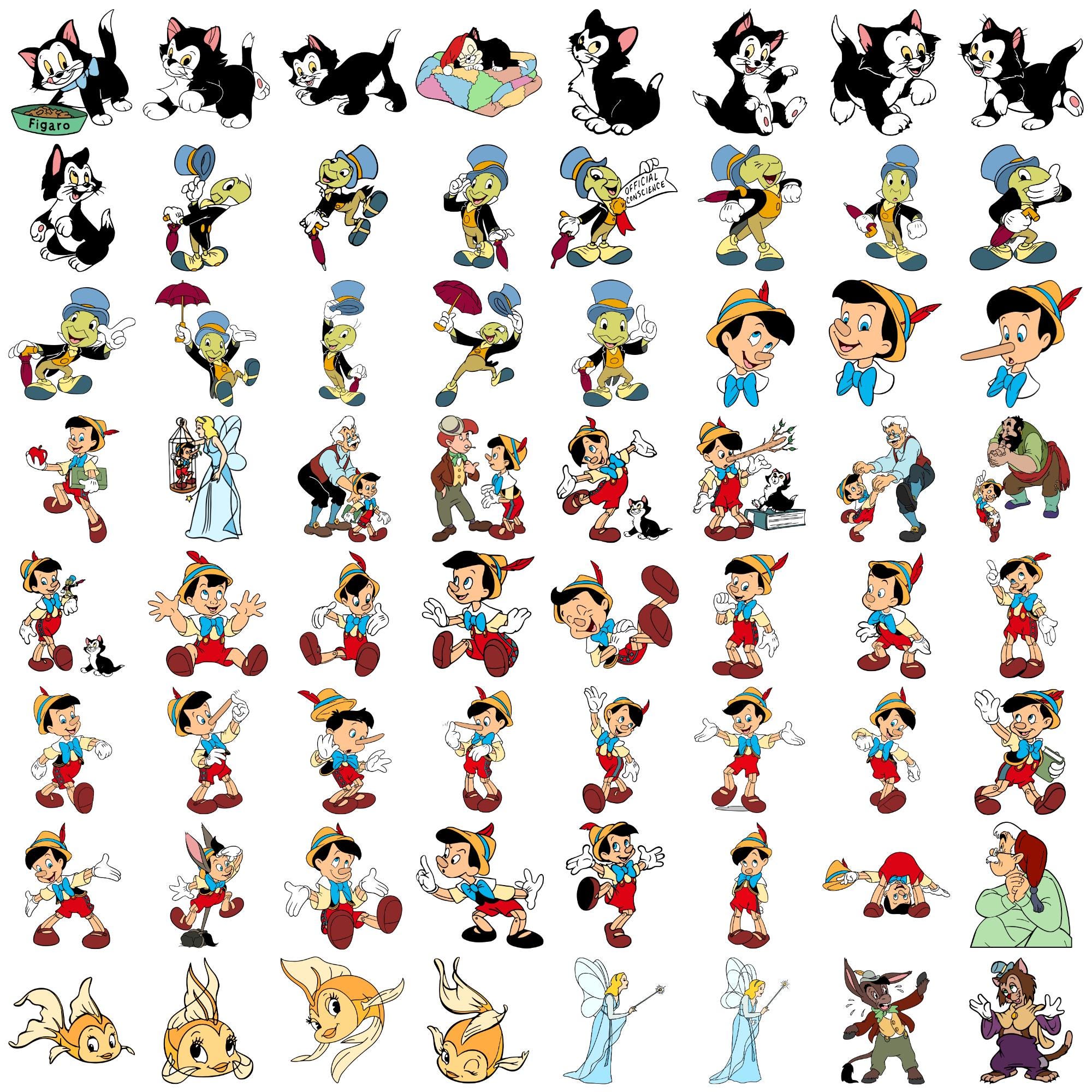Pinocchio Clipart Mega Bundle - 250 SVG, PNG, DXF Files for Cricut ...