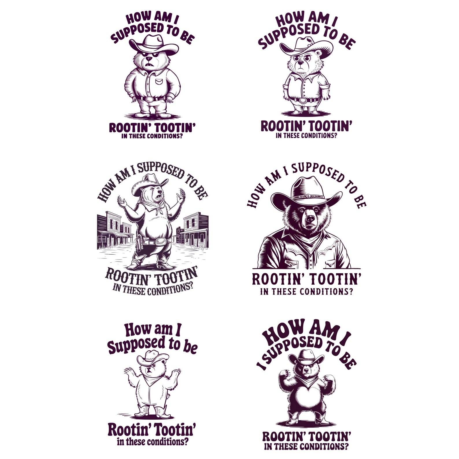 Rootin' Tootin' Cowboy Bear PNG, Western Funny Bear Design, How Am I ...