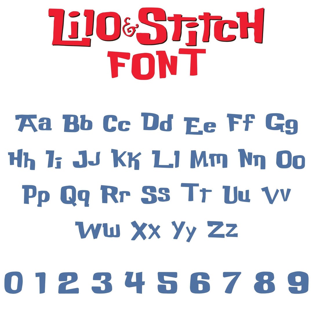 Lilo and Stitch Font SVG, TTF Files, Alphabet Letters Numbers, Cricut Cut File, Stitch Font ...