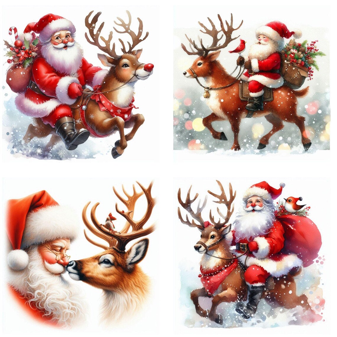 Santa Claus Clipart Bundle, Watercolor Santa Claus Clipart, Christmas ...