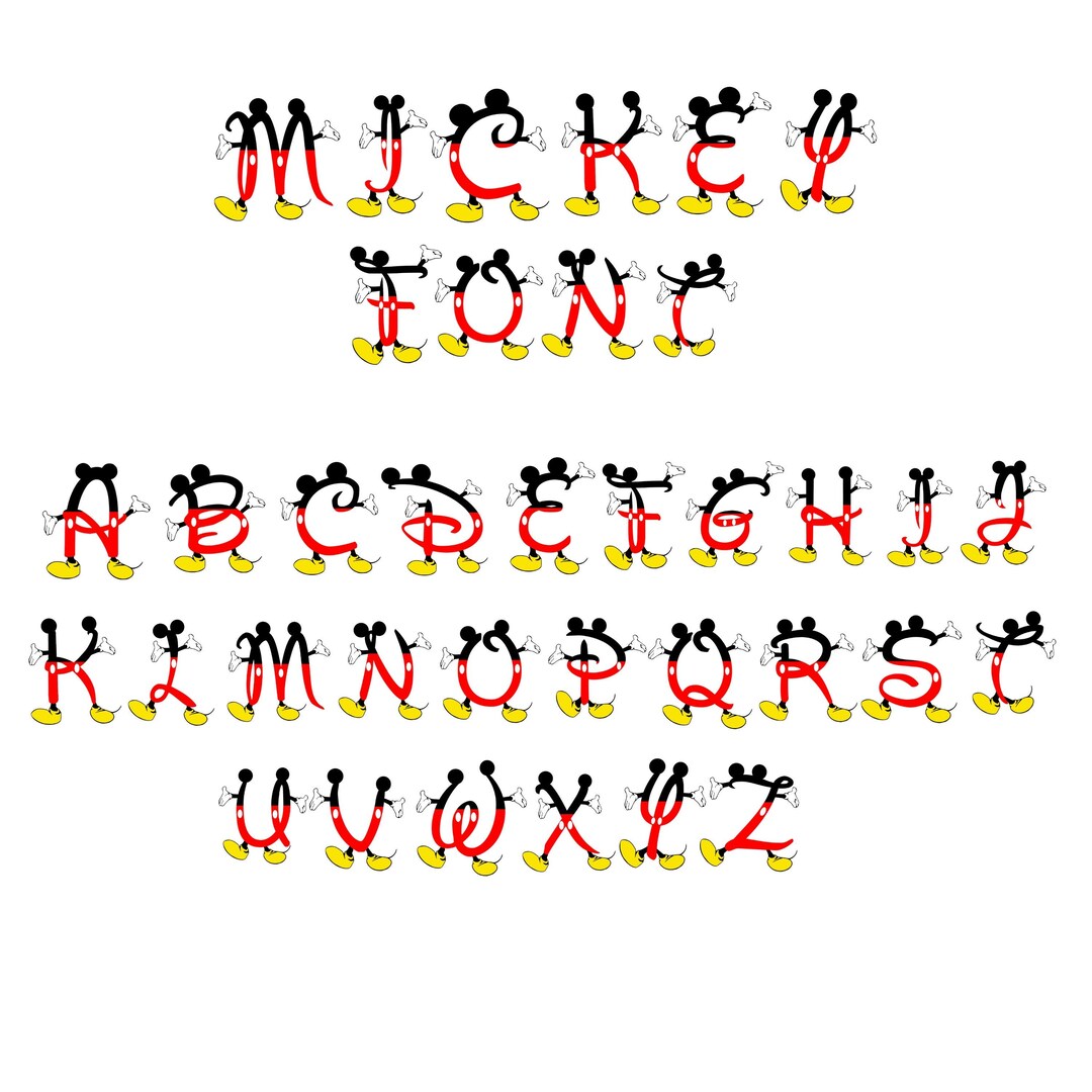 Mickey Font SVG, Mickey Alphabet SVG, Digital Download, Mouse Font SVG ...