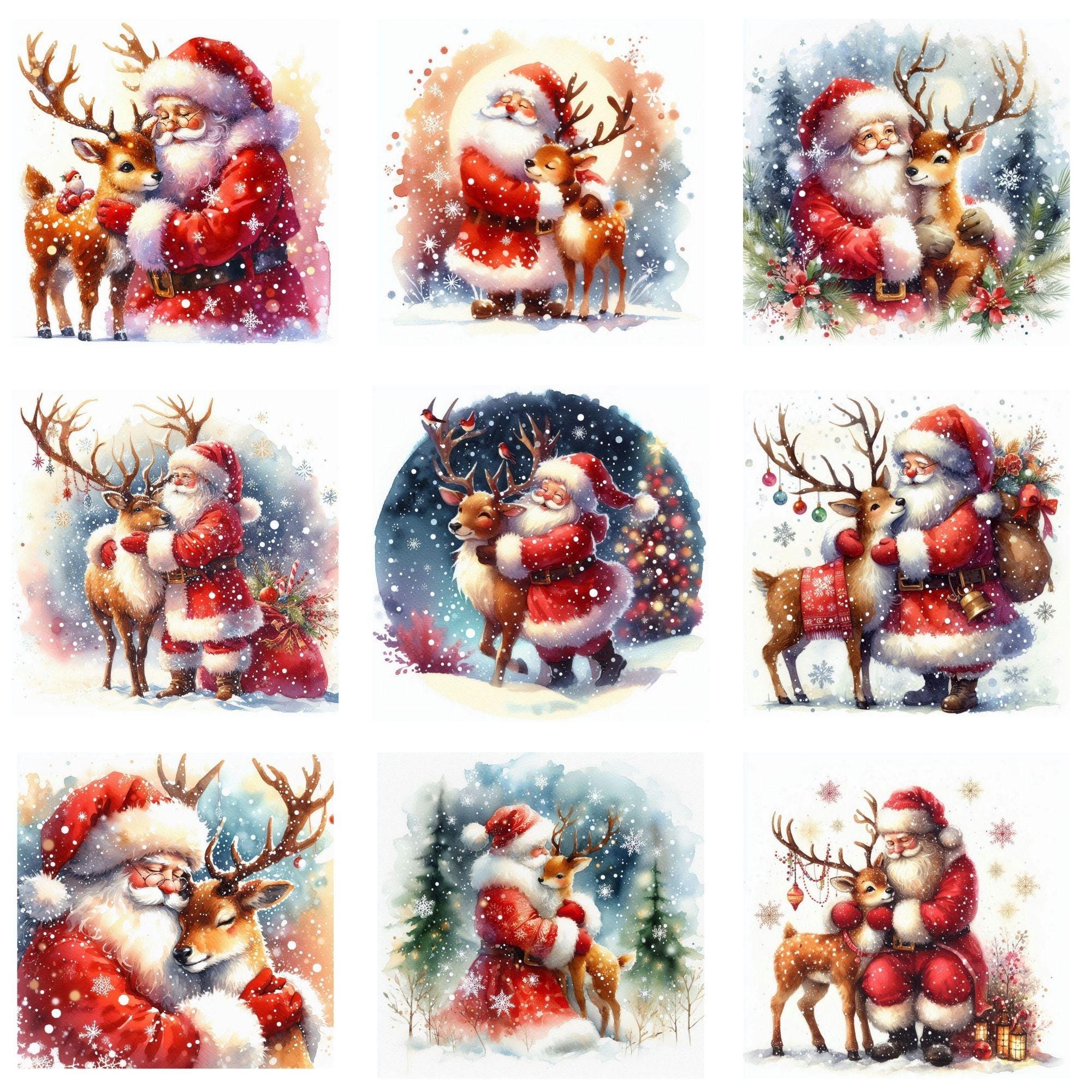 Santa Claus Clipart Bundle, Watercolor Santa Claus Clipart, Christmas ...