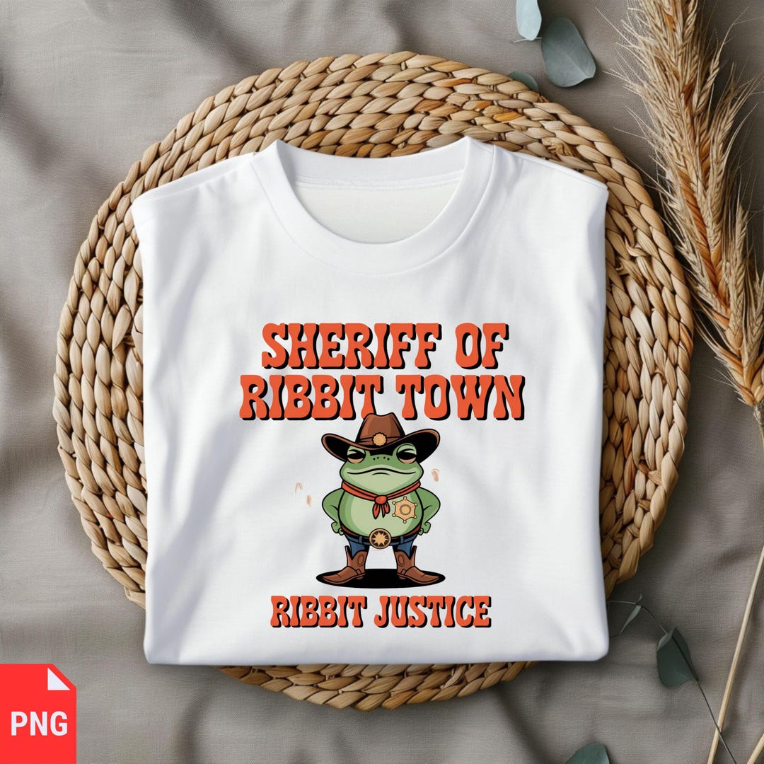 Sheriff Frog PNG, Cowboy Frog Sublimation, Ribbit Town Sheriff PNG ...