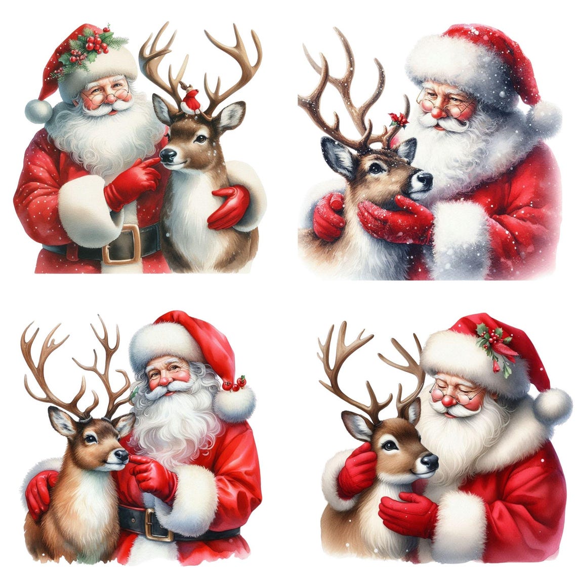 Santa Claus Clipart Bundle, Watercolor Santa Claus Clipart, Christmas ...