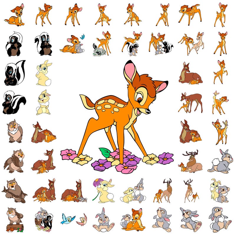 Bambi SVG Bundle, Bambi Svg, Miss Bunny Svg, Thumper Rabbit Clipart ...