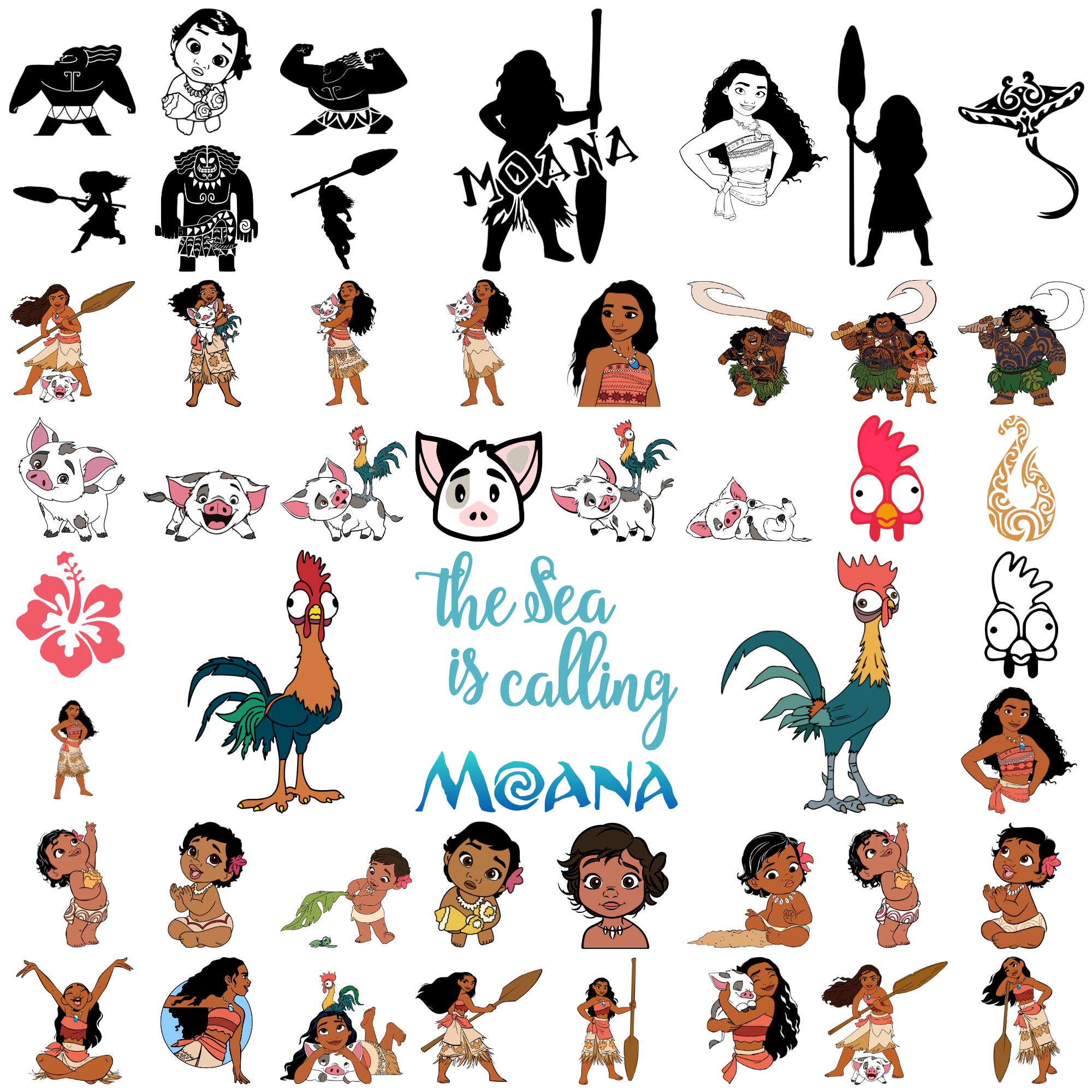 Moana SVG Bundle, Moana Cut Files for Cricut, Baby Moana PNG, Princess ...