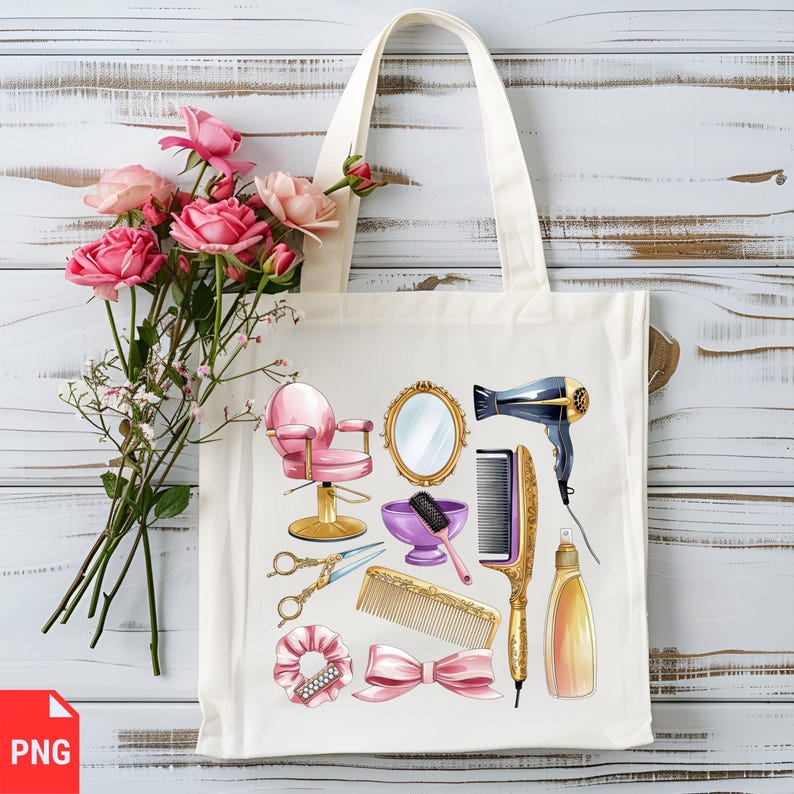 Hair Salon PNG Bundle, Beauty Salon Clipart, Hairdresser Tools Sublimation, Watercolor Hair ...