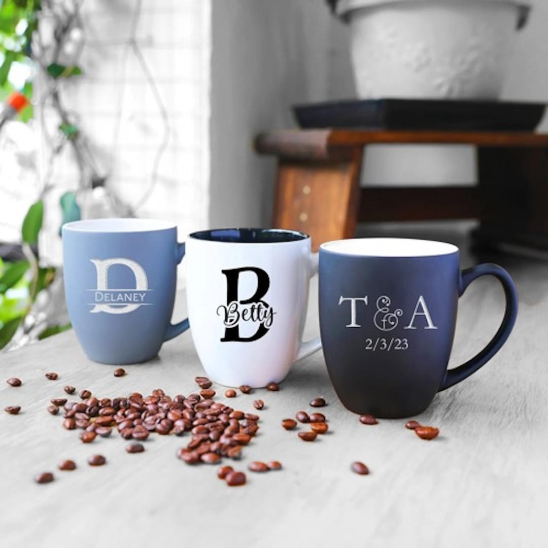 Personalized Coffee Mug: Engraved Custom Text, Monogram or Message - Etsy