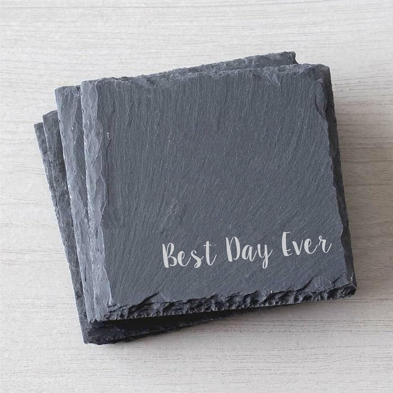 Custom Engraved Slate Coasters: Personalized Monogram Gift - Etsy