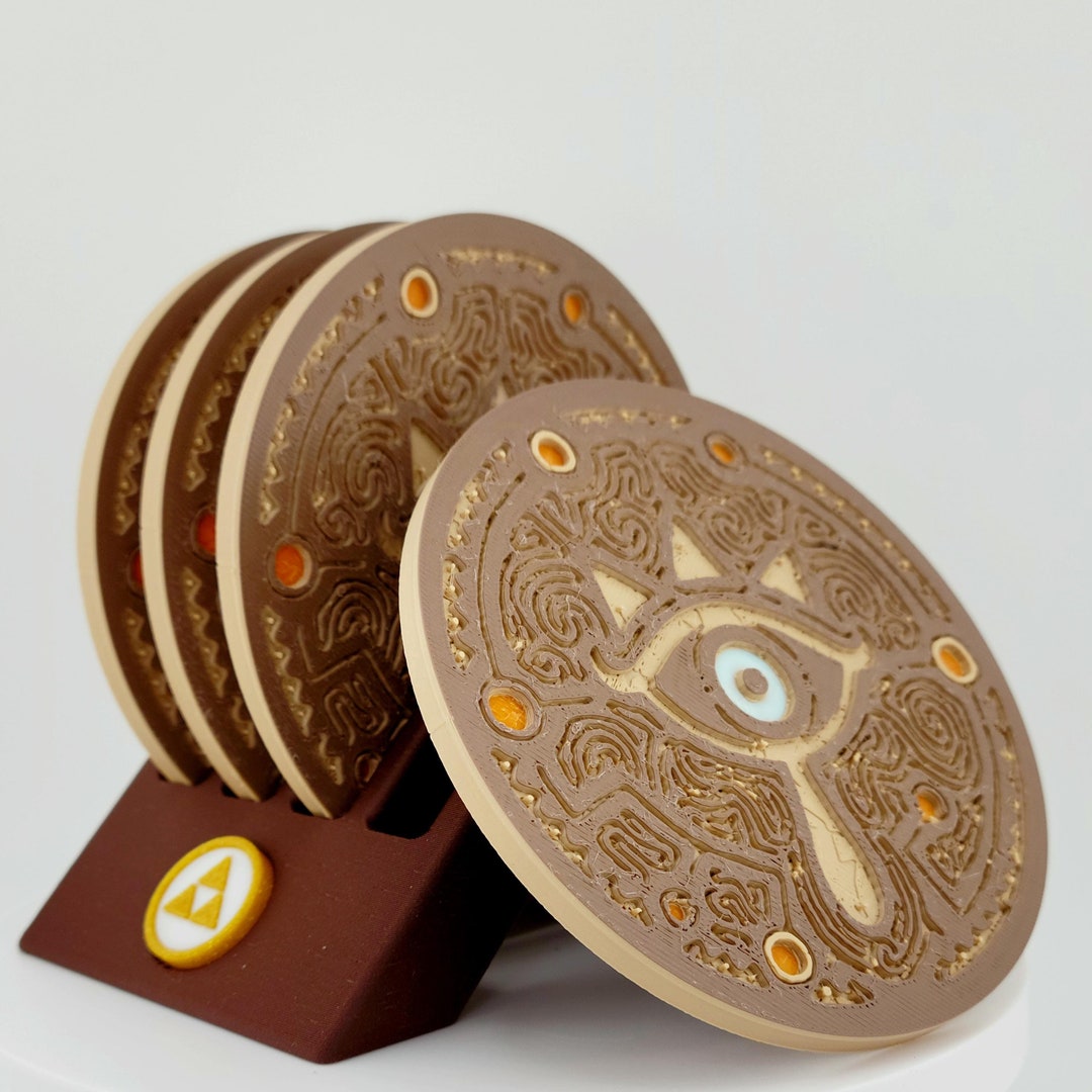 Sheikah Drink Coaster Set With Stand | Legend of Zelda Breath of the ...