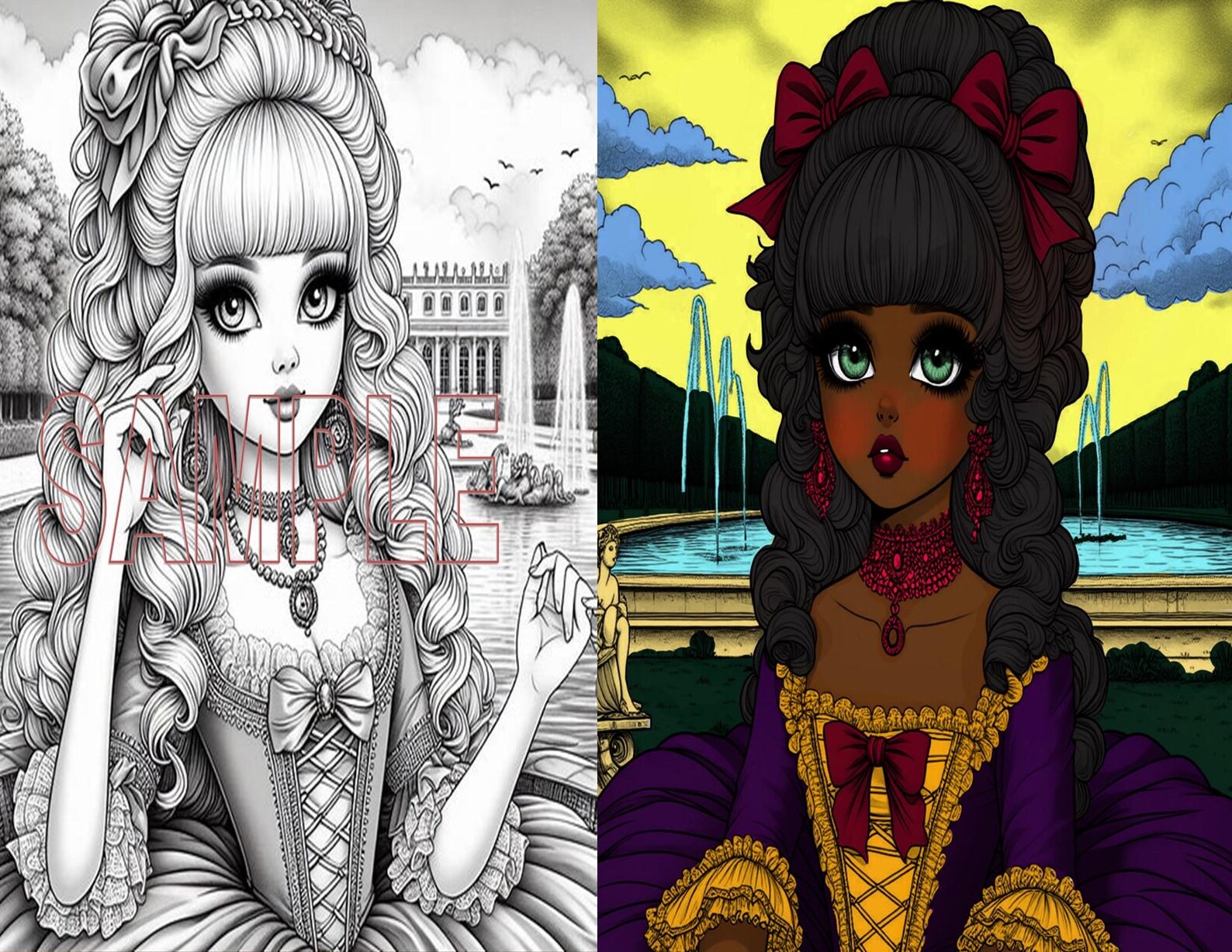 32 Vintage Princess Color Pages/ Digital Download Coloring Pages ...