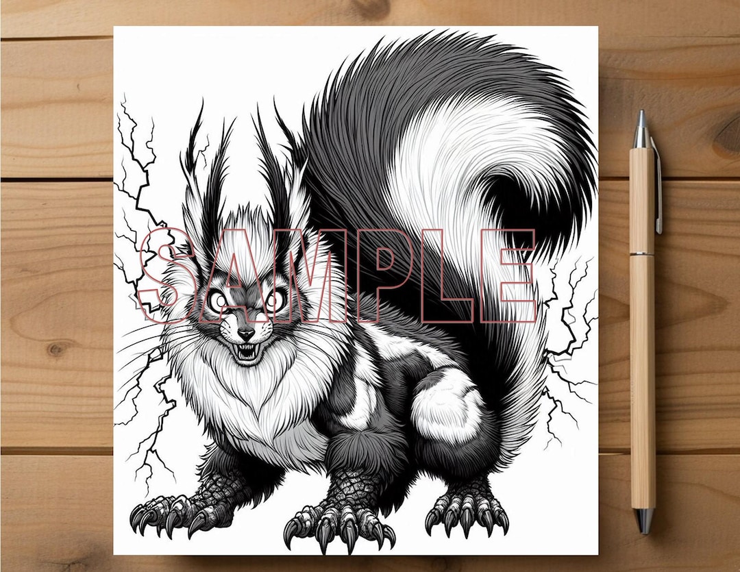 24 Monster Squirrel Coloring Pages, Coloring Book, Adult Coloring ...
