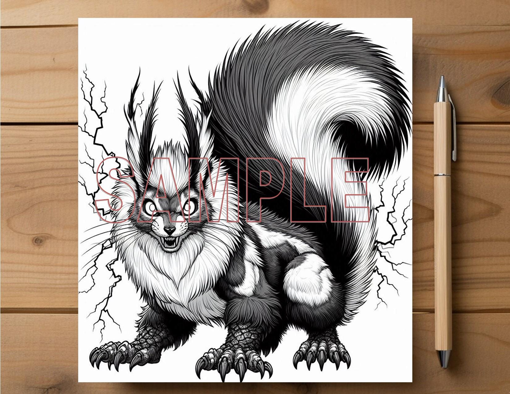 24 Monster Squirrel Coloring Pages, Coloring Book, Adult Coloring ...