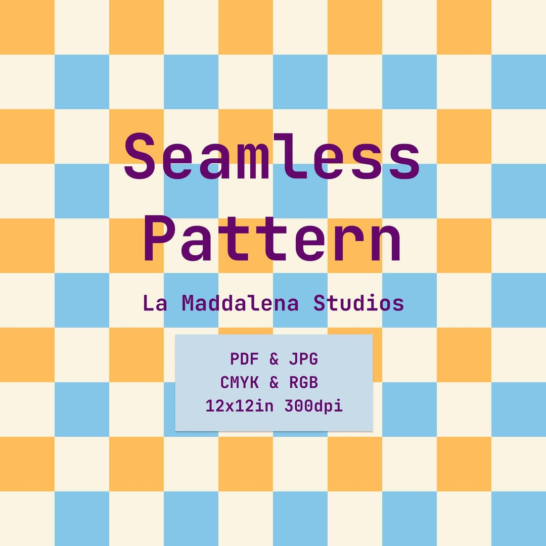 Orange Blue Checkered Seamless Pattern, Check Seamless Pattern ...