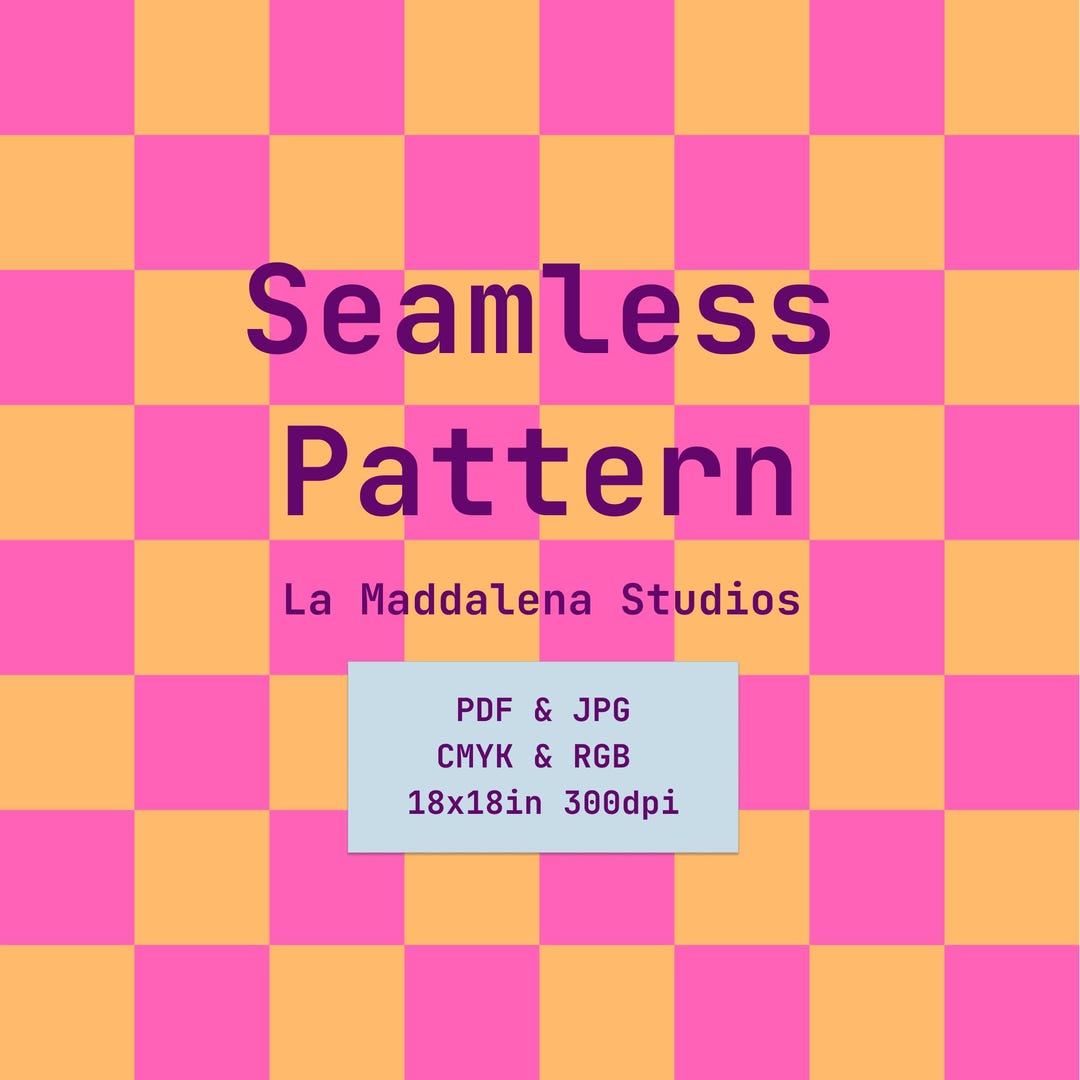 Pink & Orange Checkered Seamless Pattern: Commercial License (digital ...