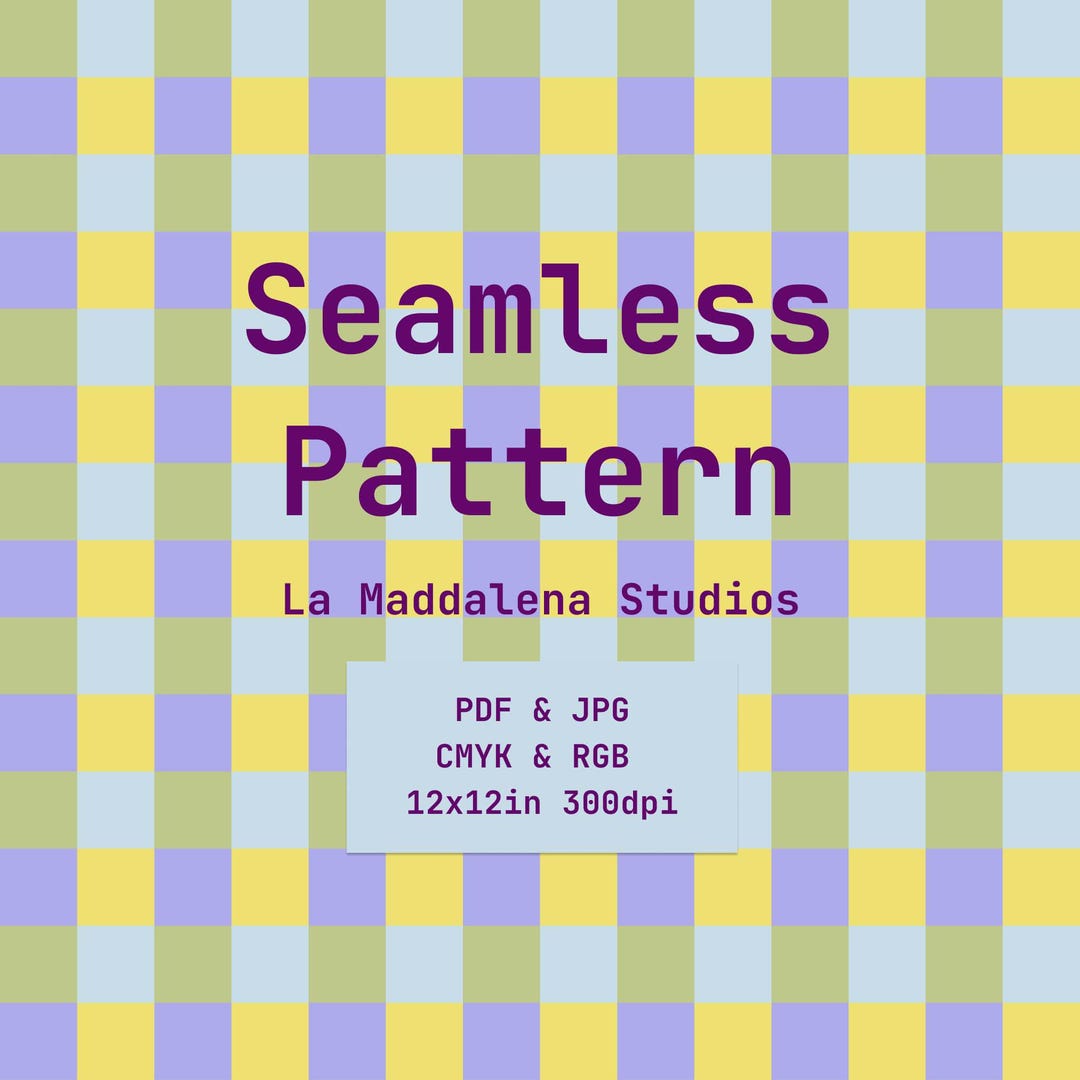 Purple Blue Yellow Green Gingham Seamless Pattern, Check Seamless ...