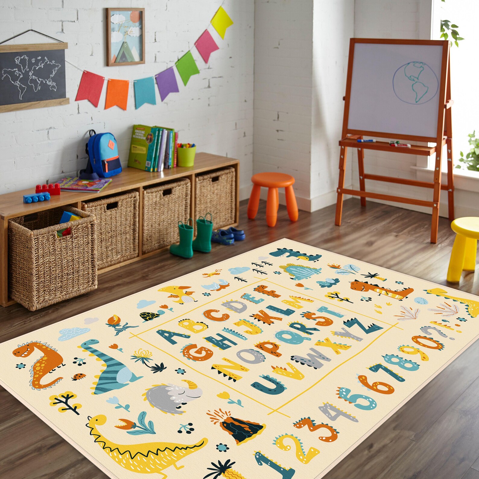 Letter Carpet, Number Kids Rug, Dinosaur Figure Educational Rug, Kids ...
