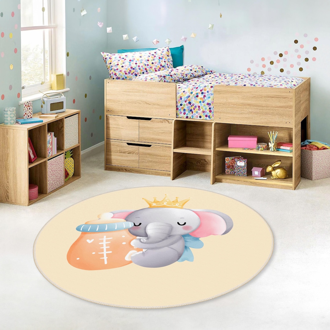 Baby Elephant Nursery Rug, Elephant Patterned Decorative Kids Room ...