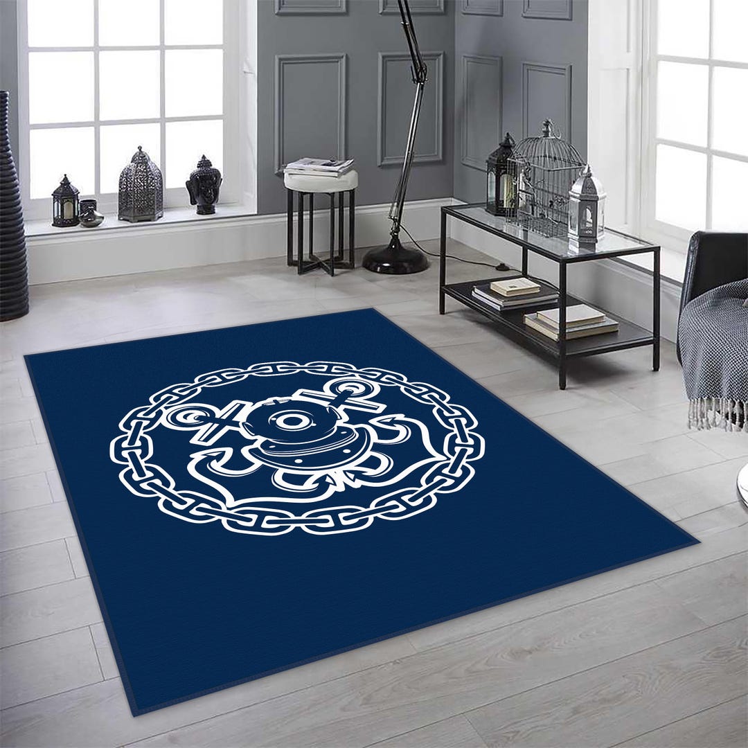Dolphin Pattern Rug, Rudder Floor Carpet, Wheel Non-slip Circle Rugs ...