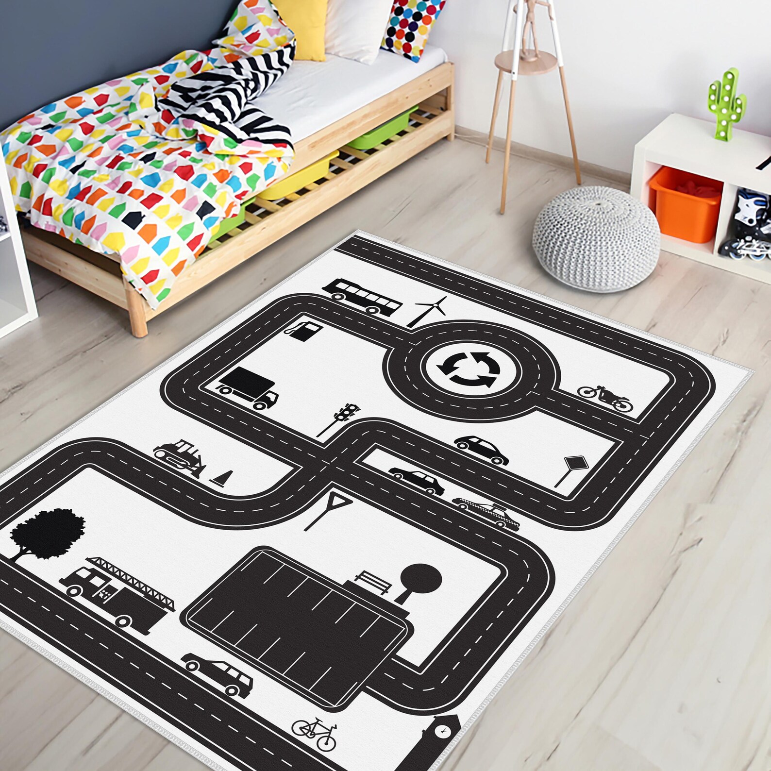 Black and White Road Carpet, Road Play Carpet, Road Play Mat, Car Play ...