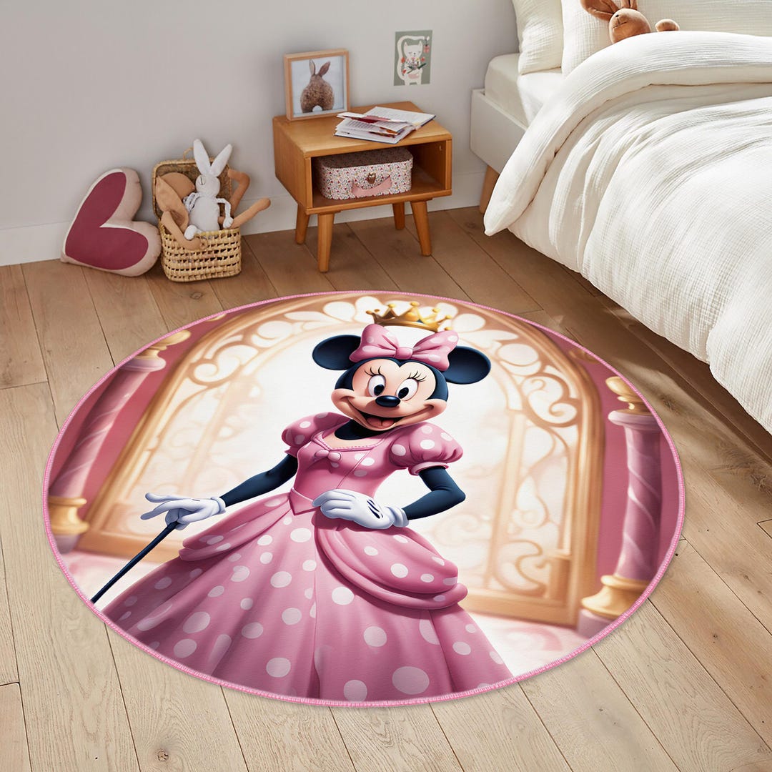 Princess Minnie Mouse Rug,round Rug,kids Room Rug,baby Room Decor ...