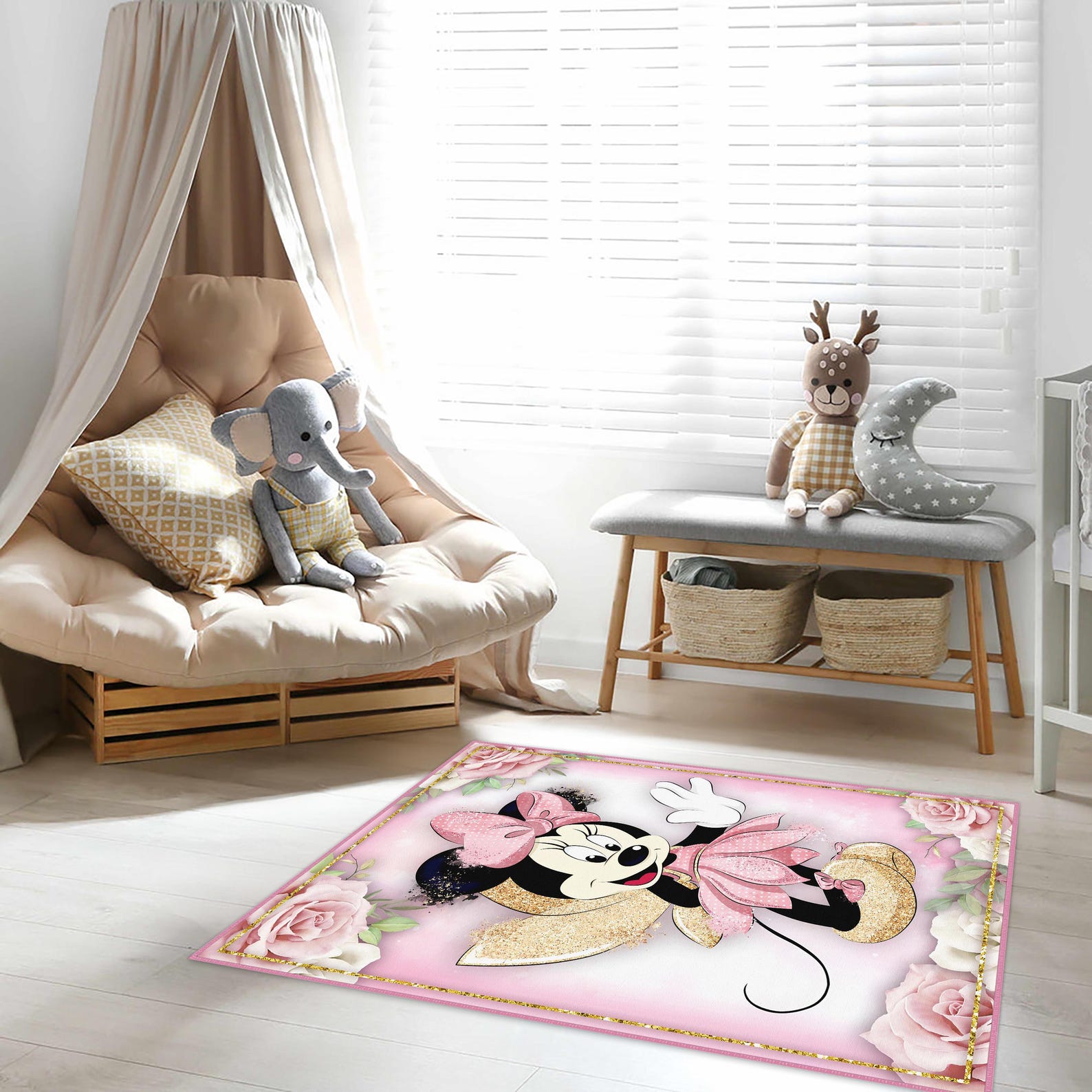Minnie Mouse Rug,cute Mickey Mouse Rug,baby Girl Playroom Mat,washable ...
