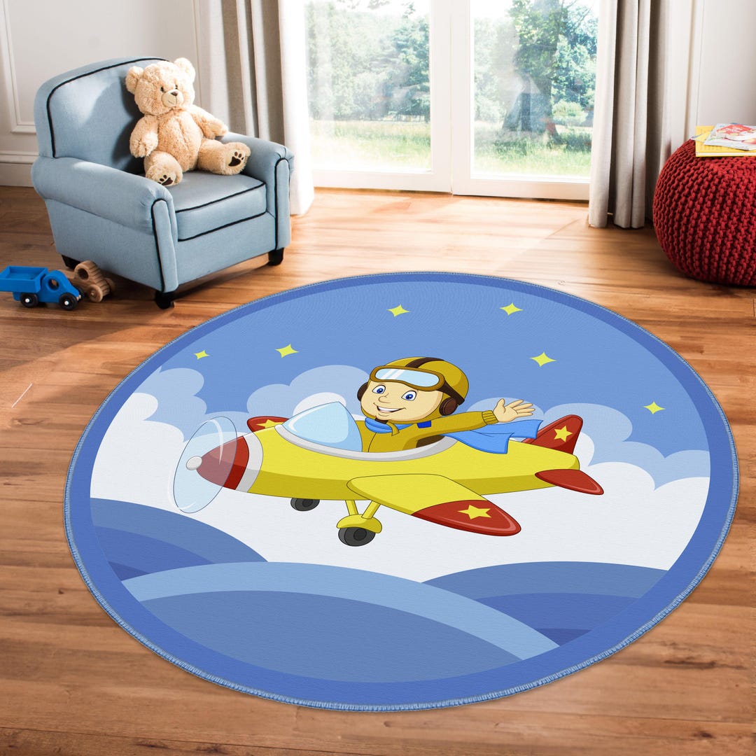 Airplane Carpet,plane Themed Kids Rug,airplane Patterned Kids Rug ...
