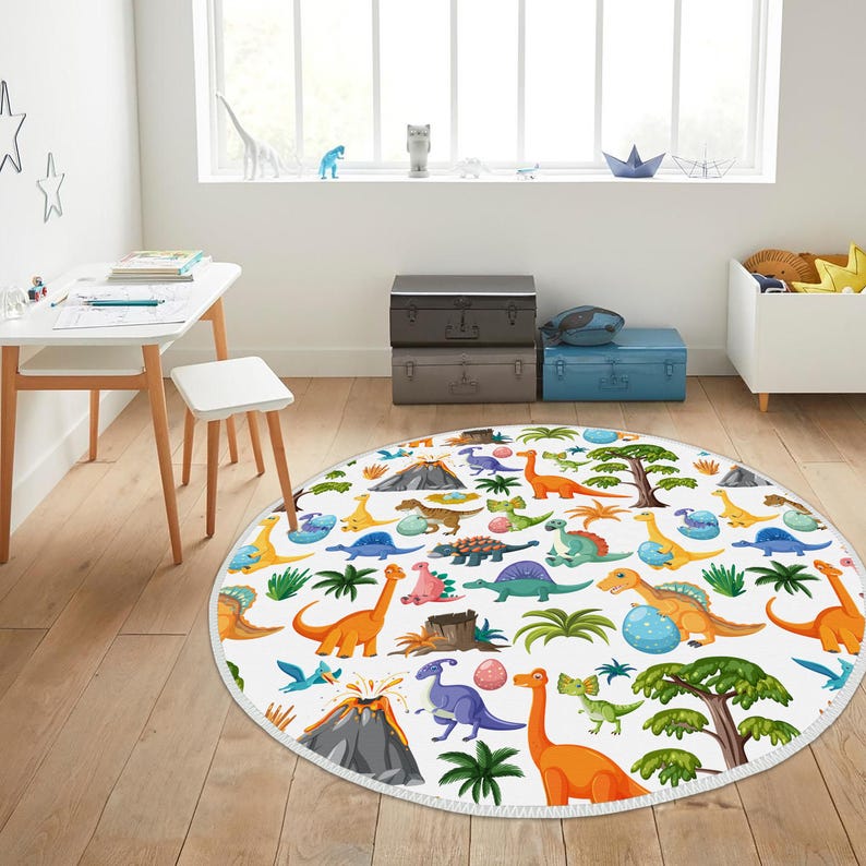 Dino Nursery Rug,jurassic Playmat for Kids Room,trex Toddler Carpet ...