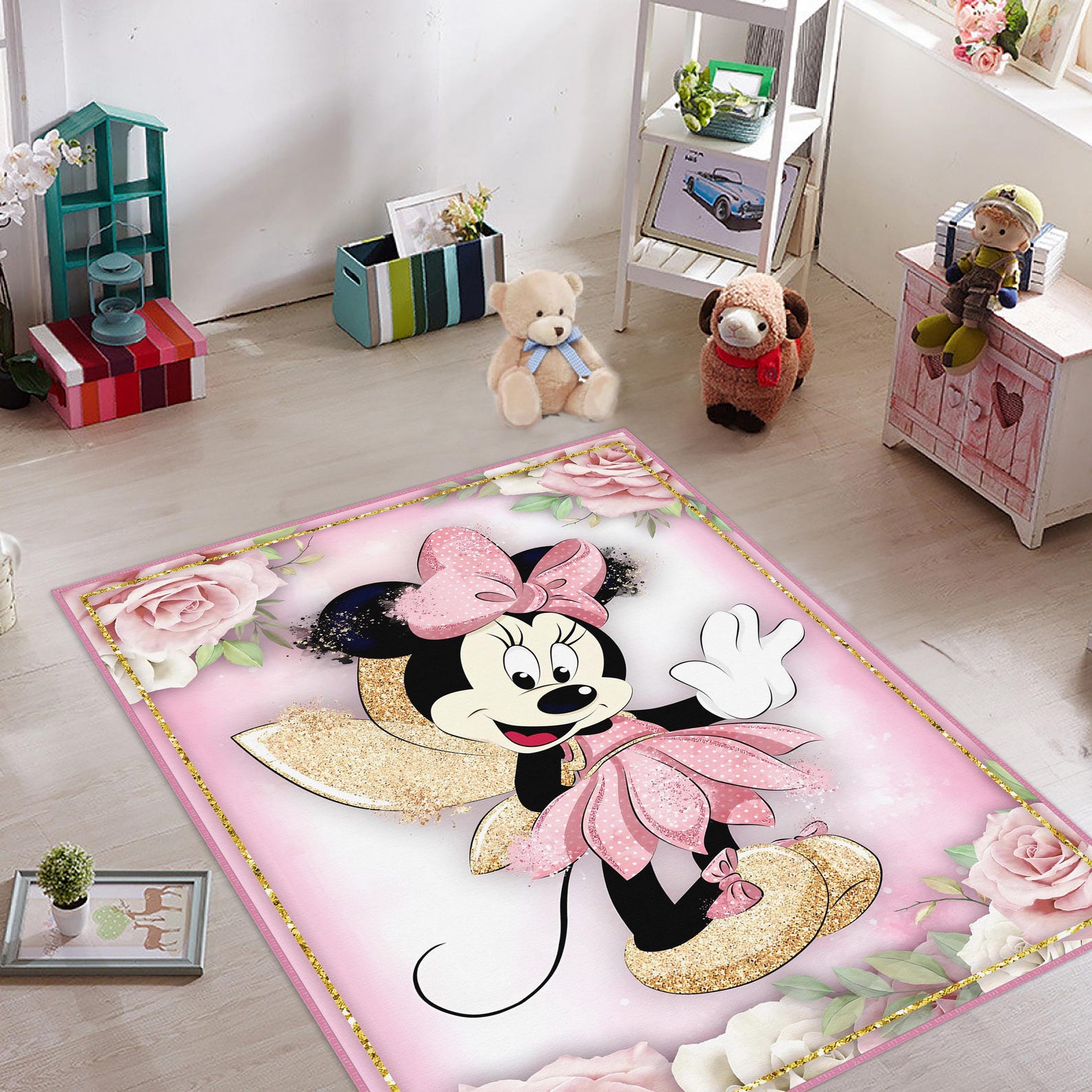 Minnie Mouse Rug,cute Mickey Mouse Rug,baby Girl Playroom Mat,washable ...