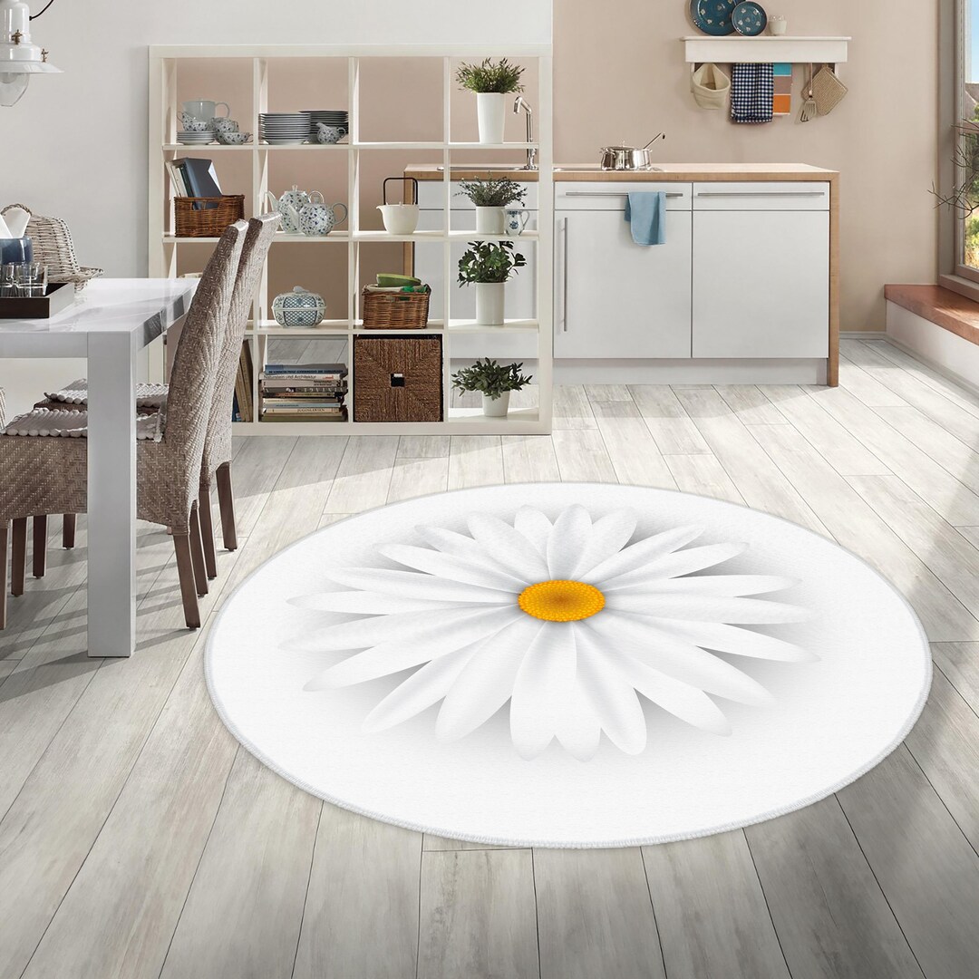 Daisy Rug, Big Daisy Carpet, Daisy Pattern Rug, White Daisy Rug ...